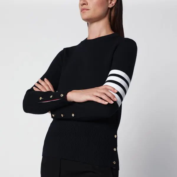 Thom Browne Four-bar Wool Crew-neck Sweater - Blue