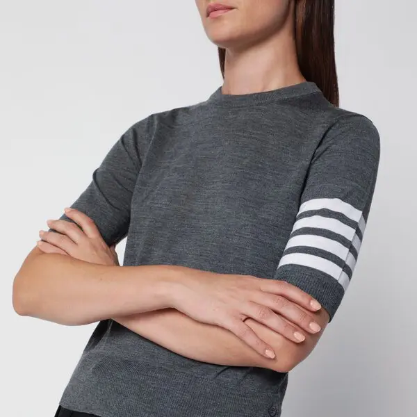 Thom Browne Virgin Wool Crew Neck Sweater With Four-bar Detail