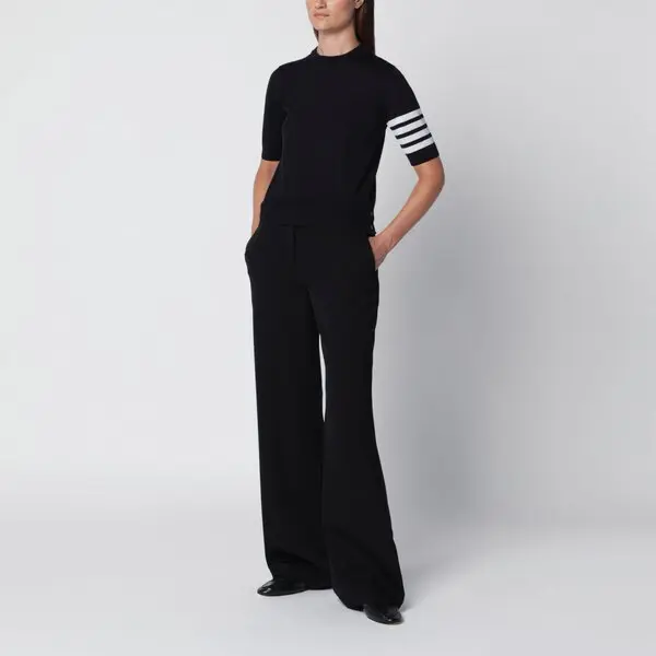 Thom Browne Navy Virgin Wool Sweater With 4-bar Detail