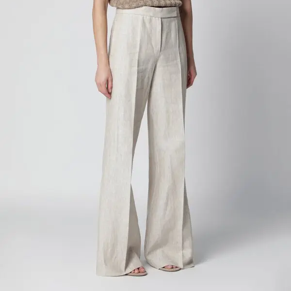 Max Mara Wide-leg Linen Trousers - Beige