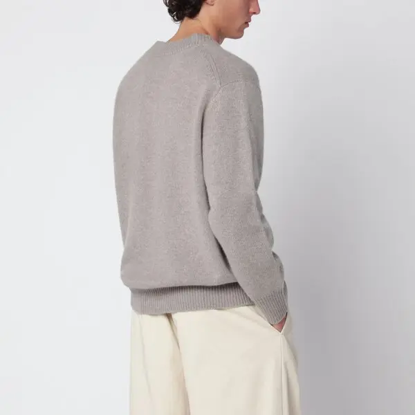 Soft Goat Greige Cashmere V-neck Sweater