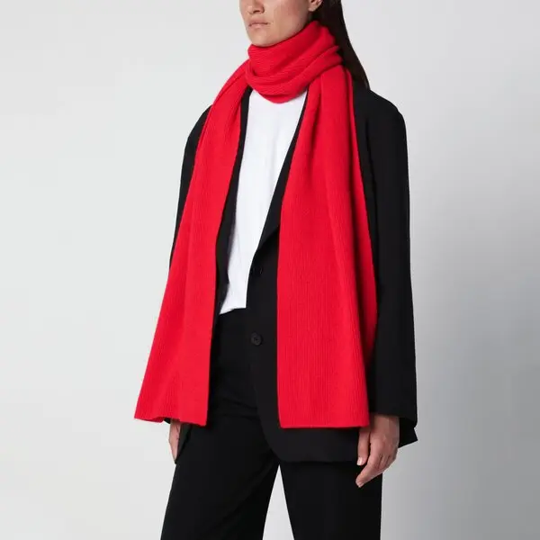 LE BONNET Scarf In Wool And Caregora In Crimson