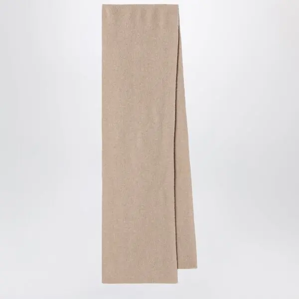 LE BONNET Scarf In Wool And Caregora In Sand - Beige