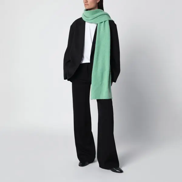 LE BONNET Scarf In Wool And Caregora In Jade