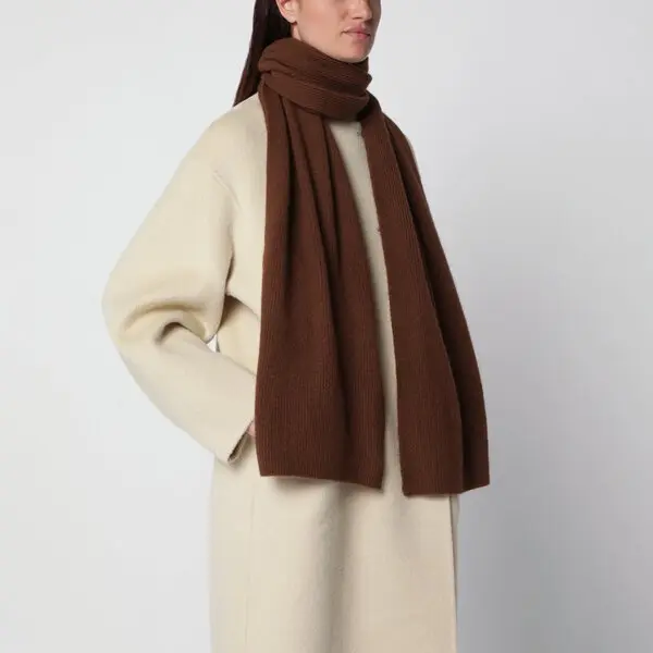 LE BONNET Scarf In Wool And Caregora In Walnut