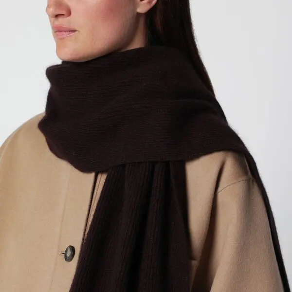 LE BONNET Scarf In Wool And Caregora In Espresso