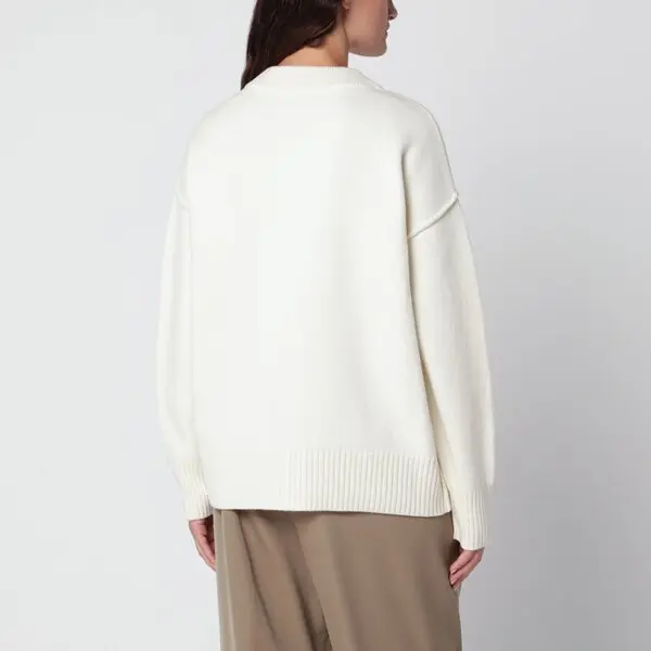 AMI Paris De Coeur Merino Wool Cardigan - White