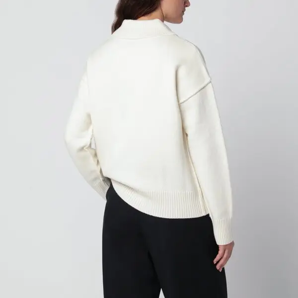 AMI Paris Virgin Wool Polo Sweater With De Coeur Logo