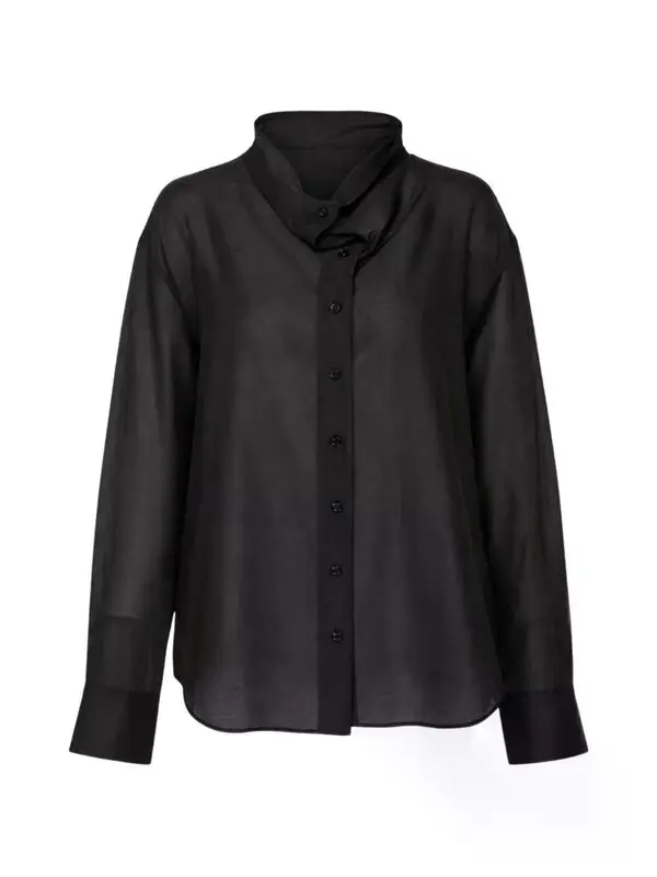 CLUB21 COLLECTION Reese Sheer Button-up Blouse - Black
