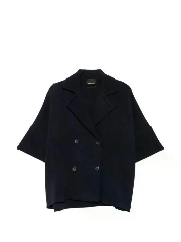 ANNE CLAIRE Double-breasted Ribbed-cuff Coat - Blue