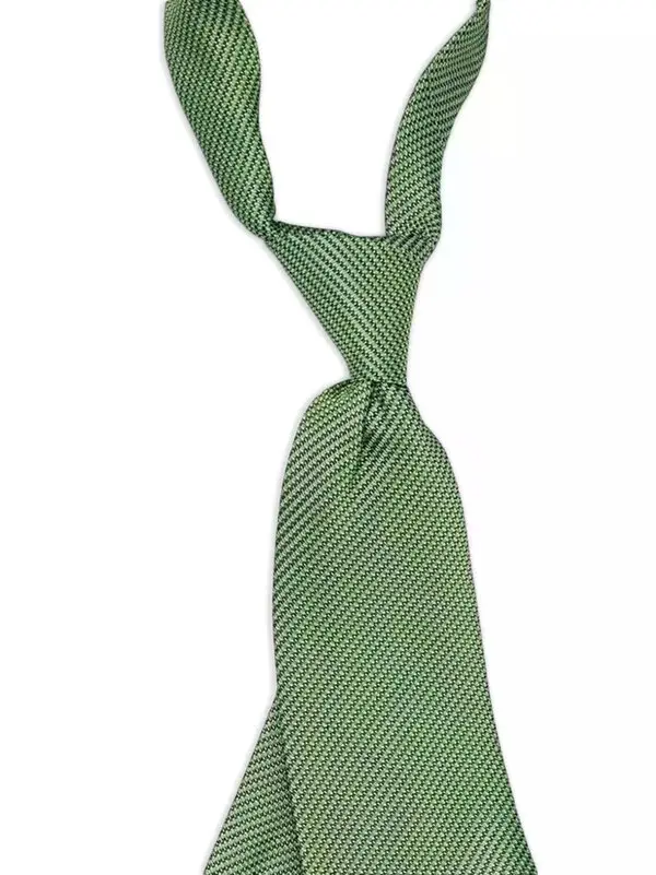 DOUBLET Textured Finish Pointed-tip Tie - Green