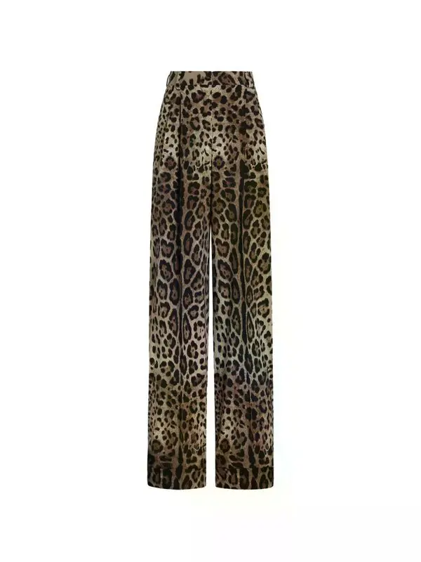 Dolce & Gabbana Leo-print Wool Trousers - Neutrals