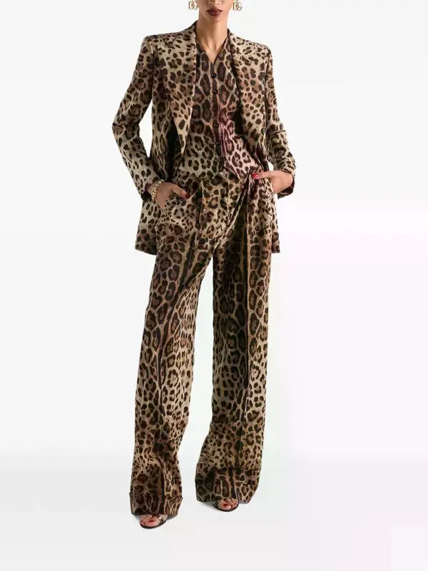 Dolce & Gabbana Leo-print Wool Trousers