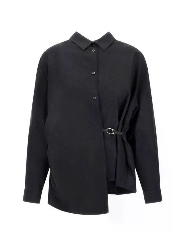 Herno Asymmetric-cut Wool-blend Shirt - Grey