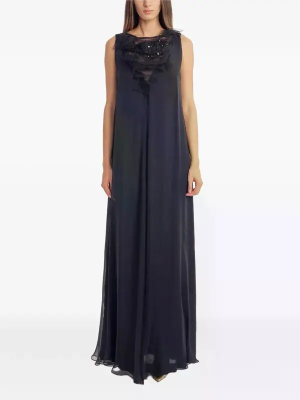 IRINA SCHROTTER Ruffled Sequin-embellished Maxi Dress - Black