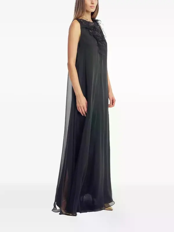 IRINA SCHROTTER Ruffled Sequin-embellished Maxi Dress - Black
