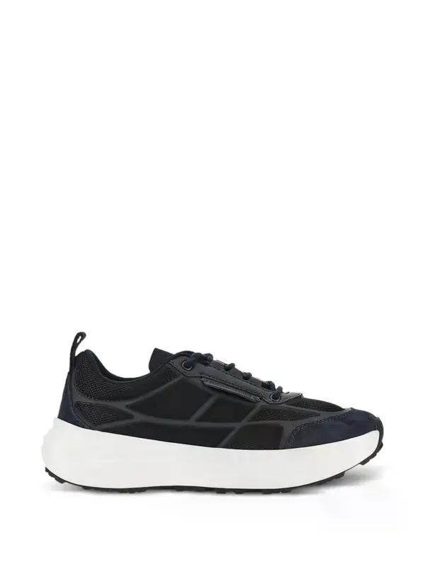 Emporio Armani Mesh-panelled Suede-trim Sneakers - Black