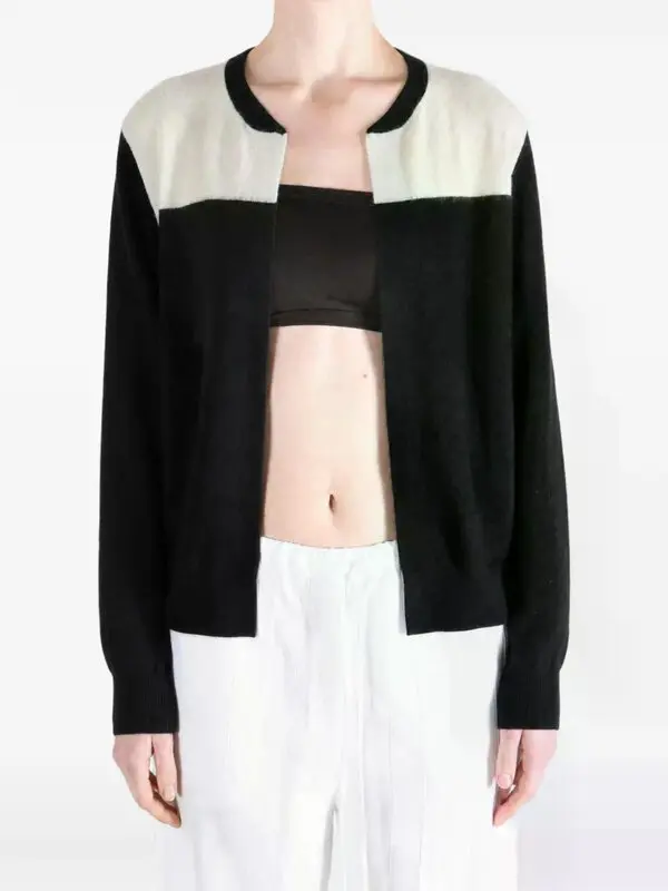 Frenckenberger Colour-block Open-front Cardigan