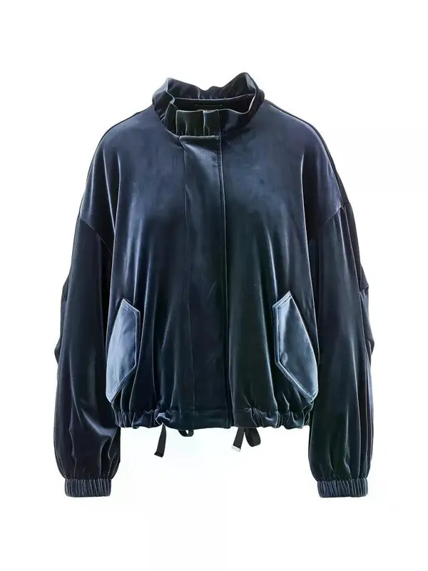 Emporio Armani Velvet-effect Funnel Neck Jacket