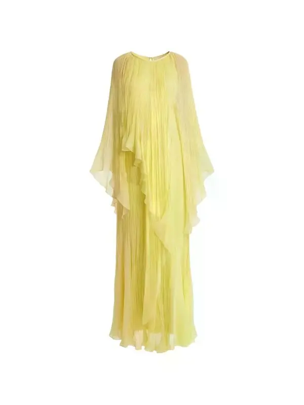IRINA SCHROTTER Alexia Plissé Ruffled Maxi Dress