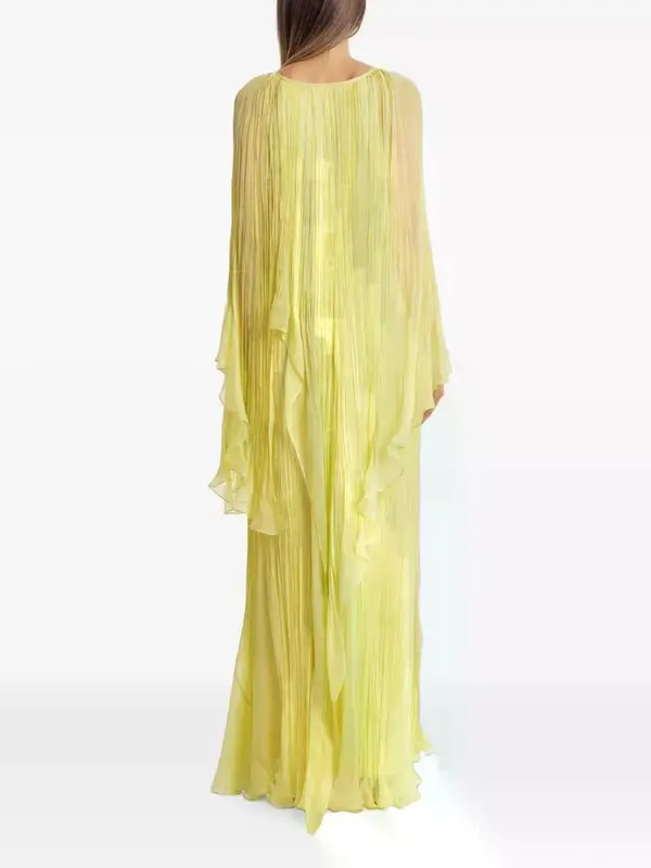 IRINA SCHROTTER Alexia Plissé Ruffled Maxi Dress