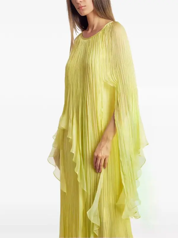 IRINA SCHROTTER Alexia Plissé Ruffled Maxi Dress