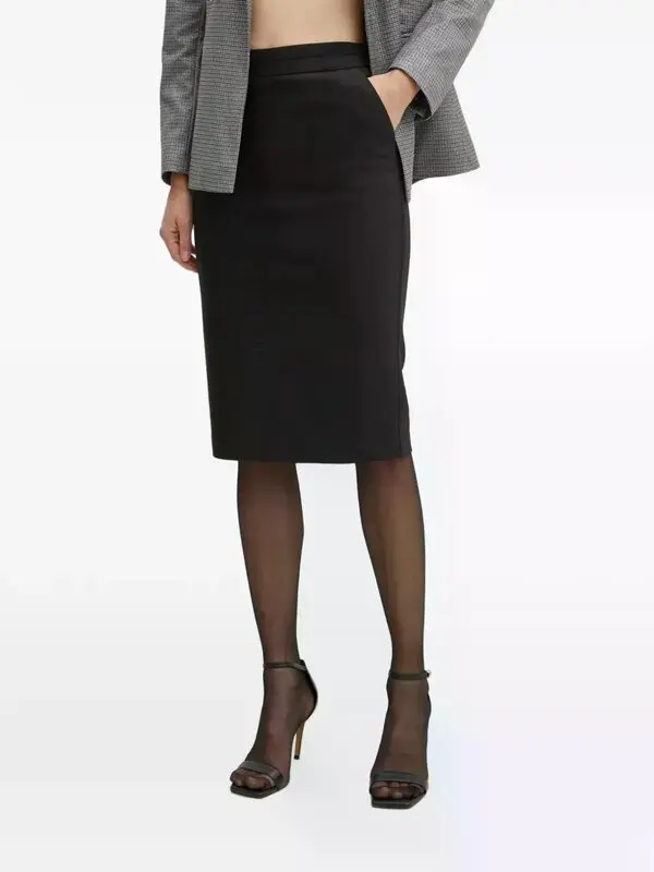 MORGAN High-waisted Pencil Midi Skirt - Black