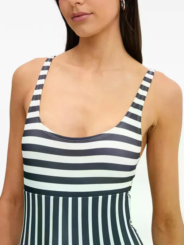 Michael Kors Striped Scoop Neck Swimsuit