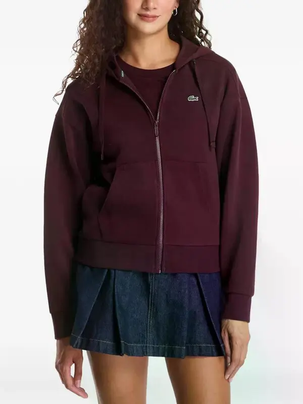 Lacoste Logo Patch Zip-up Hoodie - Purple