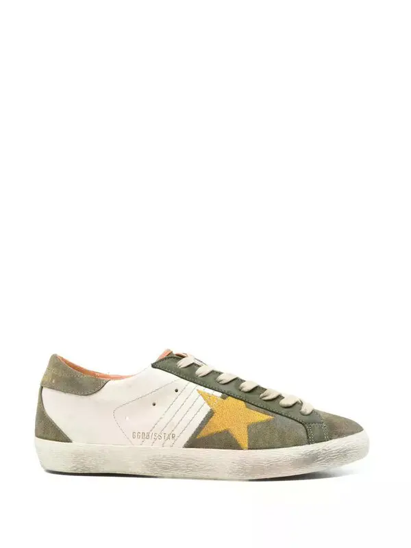 GOLDEN GOOSE Super-star Distressed Leather Trainers - Green