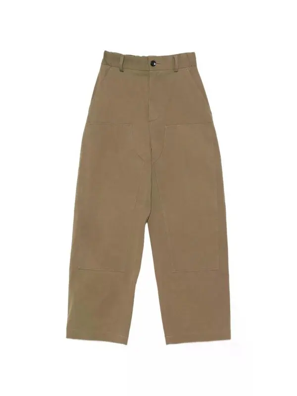 NICHOLSON & NICHOLSON Patch-pocket Tapered Trousers - Green