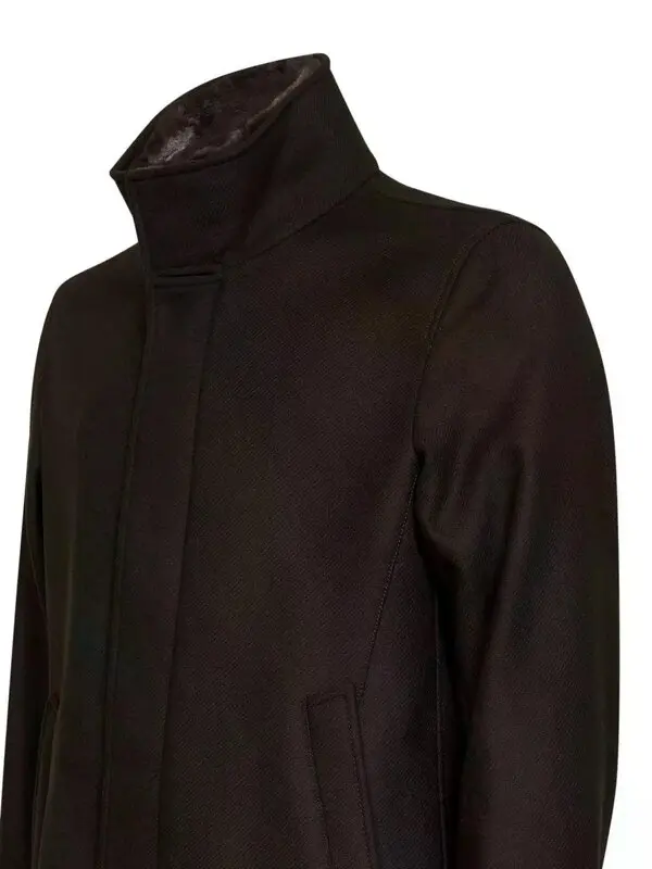 Herno High-neck Coat With Faux Fur Trim