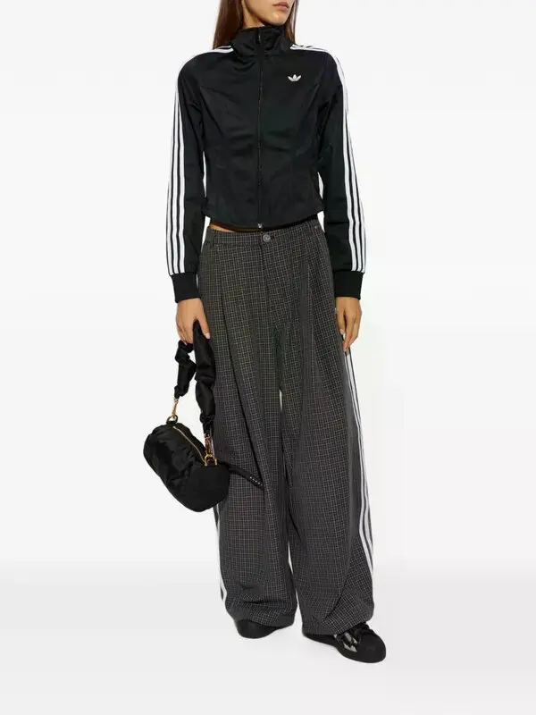 Adidas Check-pattern Wide-leg Trousers - Black