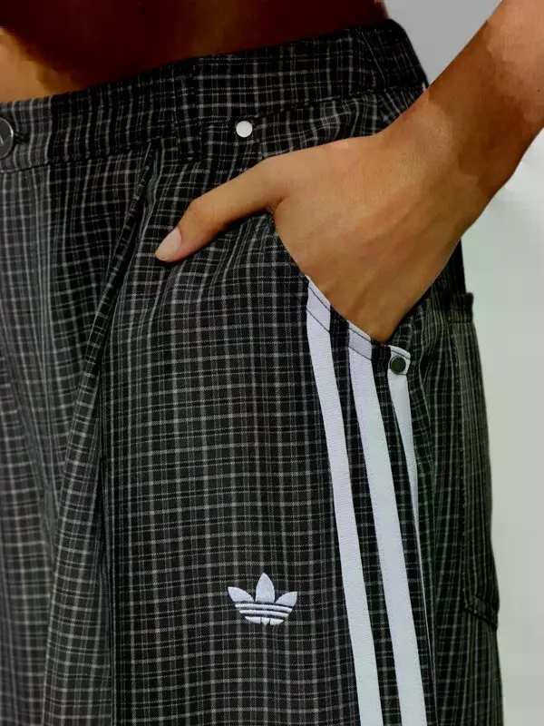 Adidas Check-pattern Wide-leg Trousers