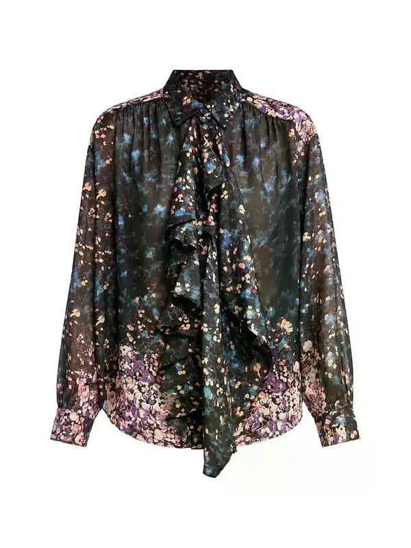 Ulla Johnson Gesture Ruffled Floral Print Blouse - Black