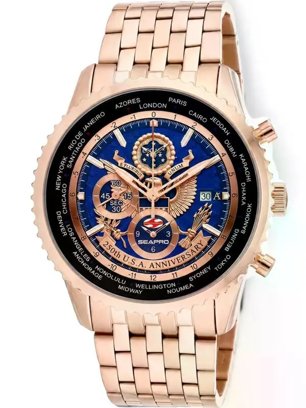 SEAPRO Meridian World Timer Gmt 45mm Chronograph Watch - Blue