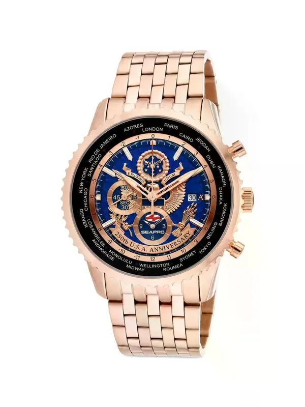 SEAPRO Meridian World Timer Gmt 45mm Chronograph Watch - Blue