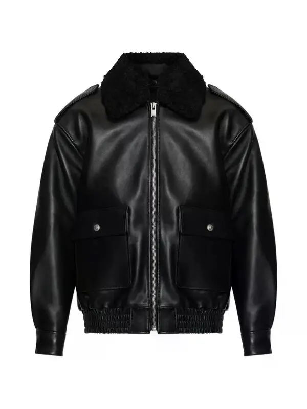 MISBHV Shearling Collar Leather Jacket