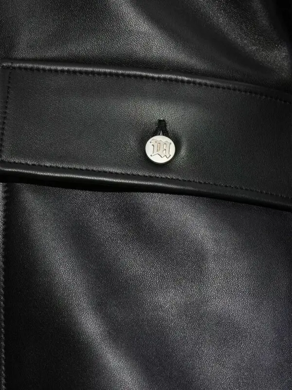MISBHV Shearling Collar Leather Jacket
