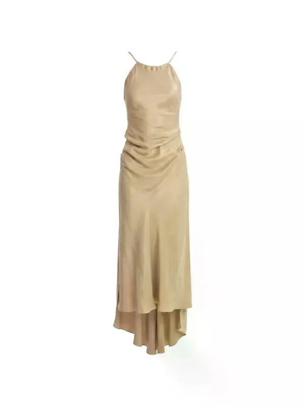 IRINA SCHROTTER Leyla Ruched High-low Midi Dress