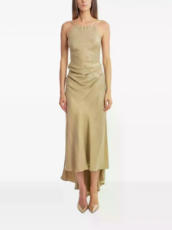 IRINA SCHROTTER Leyla Ruched High-low Midi Dress