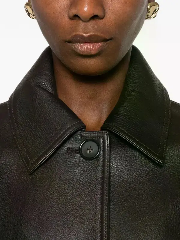 TOTEME Collared Grained-leather Jacket