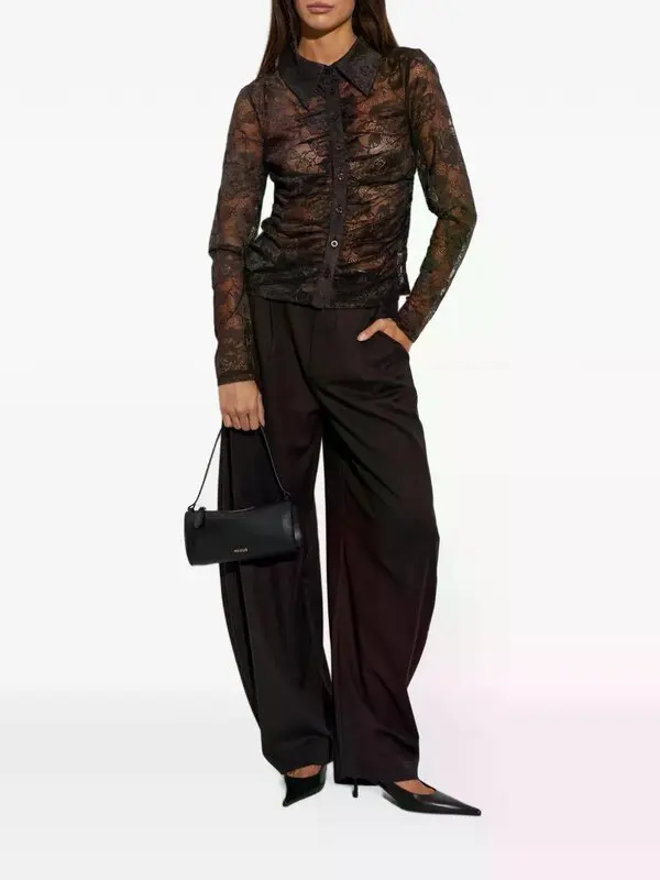 GESTUZ Lace Ruched Long-sleeve Shirt
