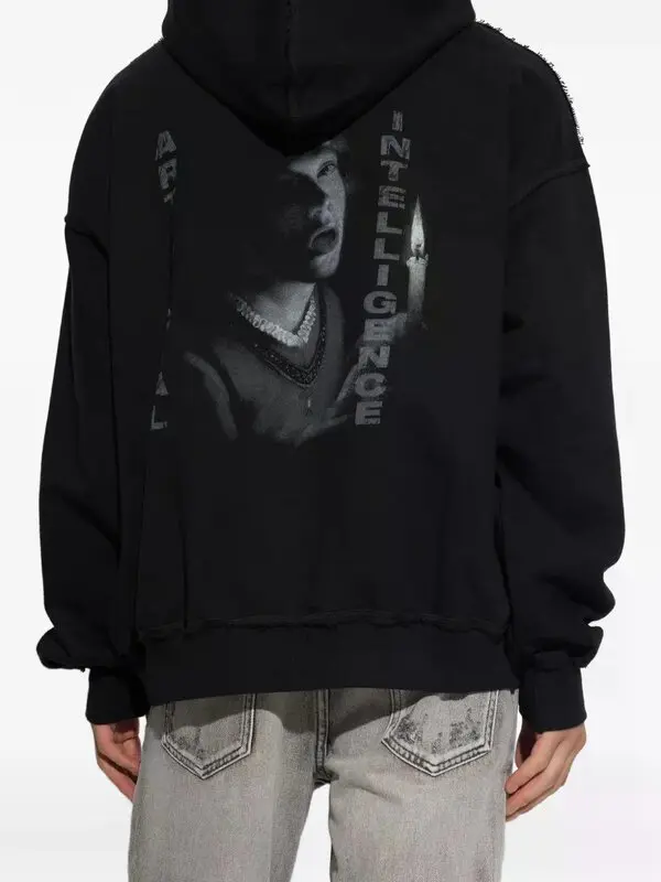 MISBHV Graphic-print Raw-edge Hoodie