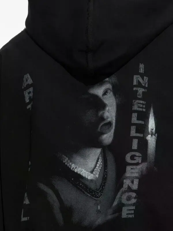 MISBHV Graphic-print Raw-edge Hoodie
