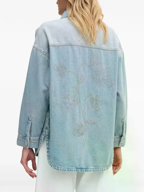MOS MOSH Rhinestone Embellished Denim Shirt