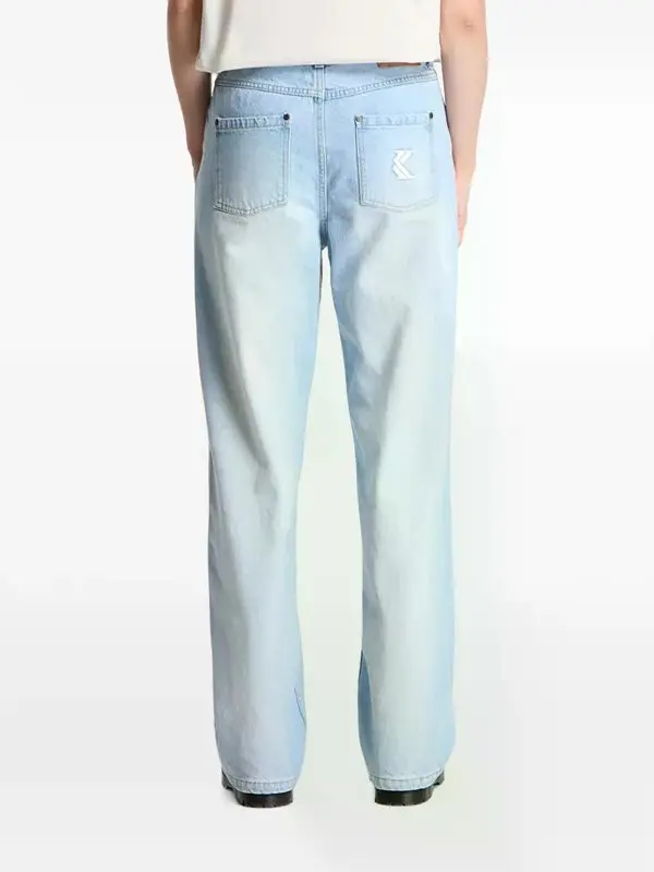 KARL KANI Logo Embroidered Faded Jeans