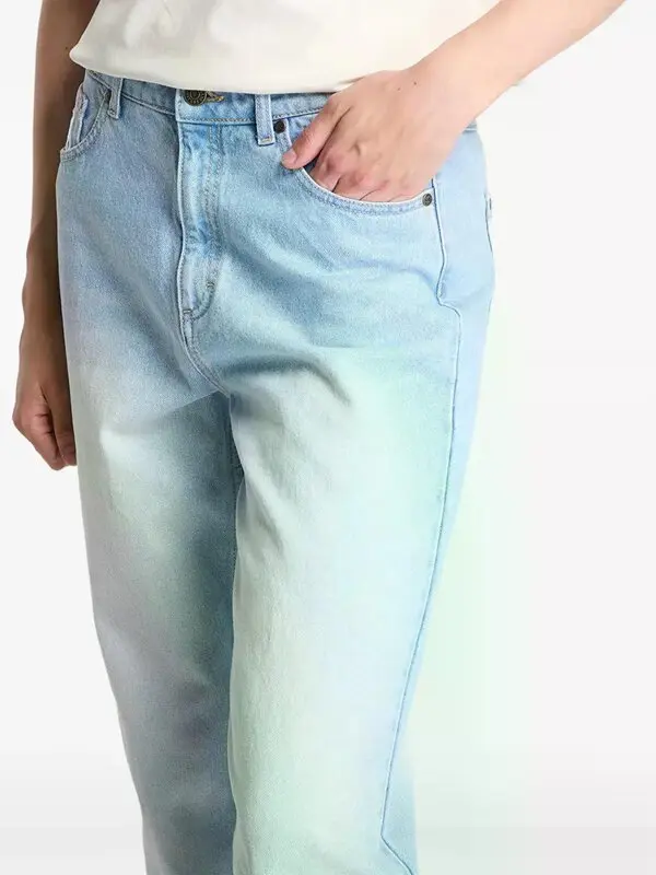 KARL KANI Logo Embroidered Faded Jeans