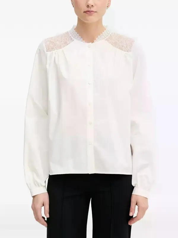MOS MOSH Lace Panel Gathered Shirt
