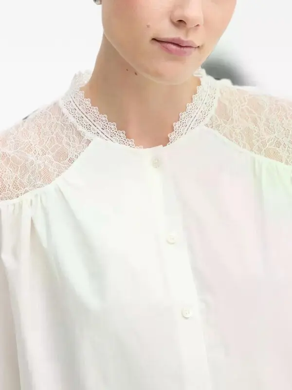 MOS MOSH Lace Panel Gathered Shirt